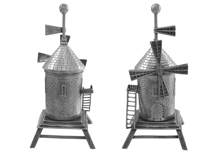 French Silver Windmill Pepper Mill 1920